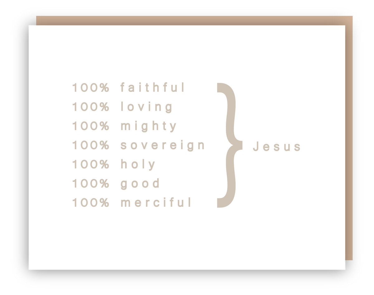 Modern Christian Greeting Card | 100% Jesus | NOTES SPEAK – Notes Speak